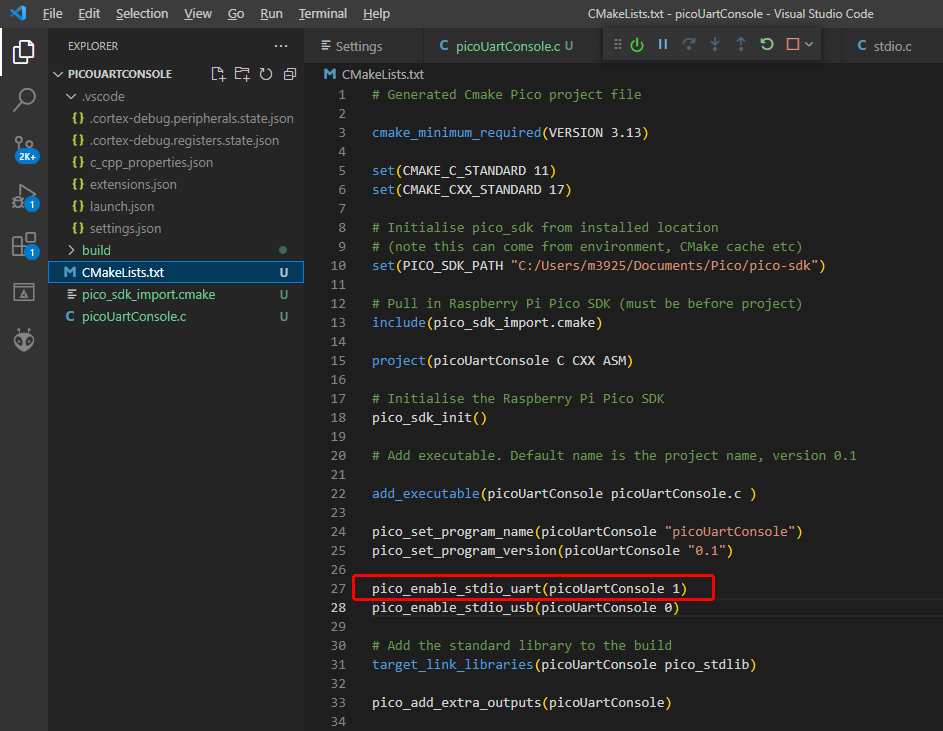 ラズピコ VSCodeによるデバッグとUARTで標準入出力 │ moon's ラズピコづくし
